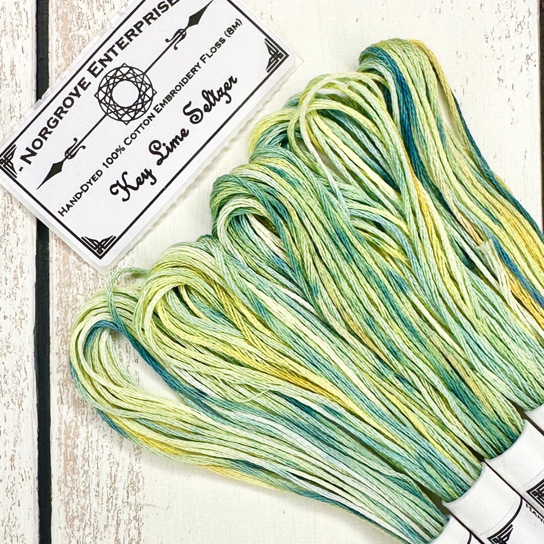 Key Lime Seltzer Variegated Embroidery Floss Hand Dyed Embroidery ...