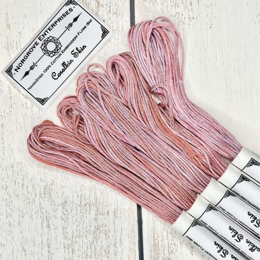 Coralkin Skin Variegated Embroidery Floss Hand Dyed Cross Stitch Thread ...