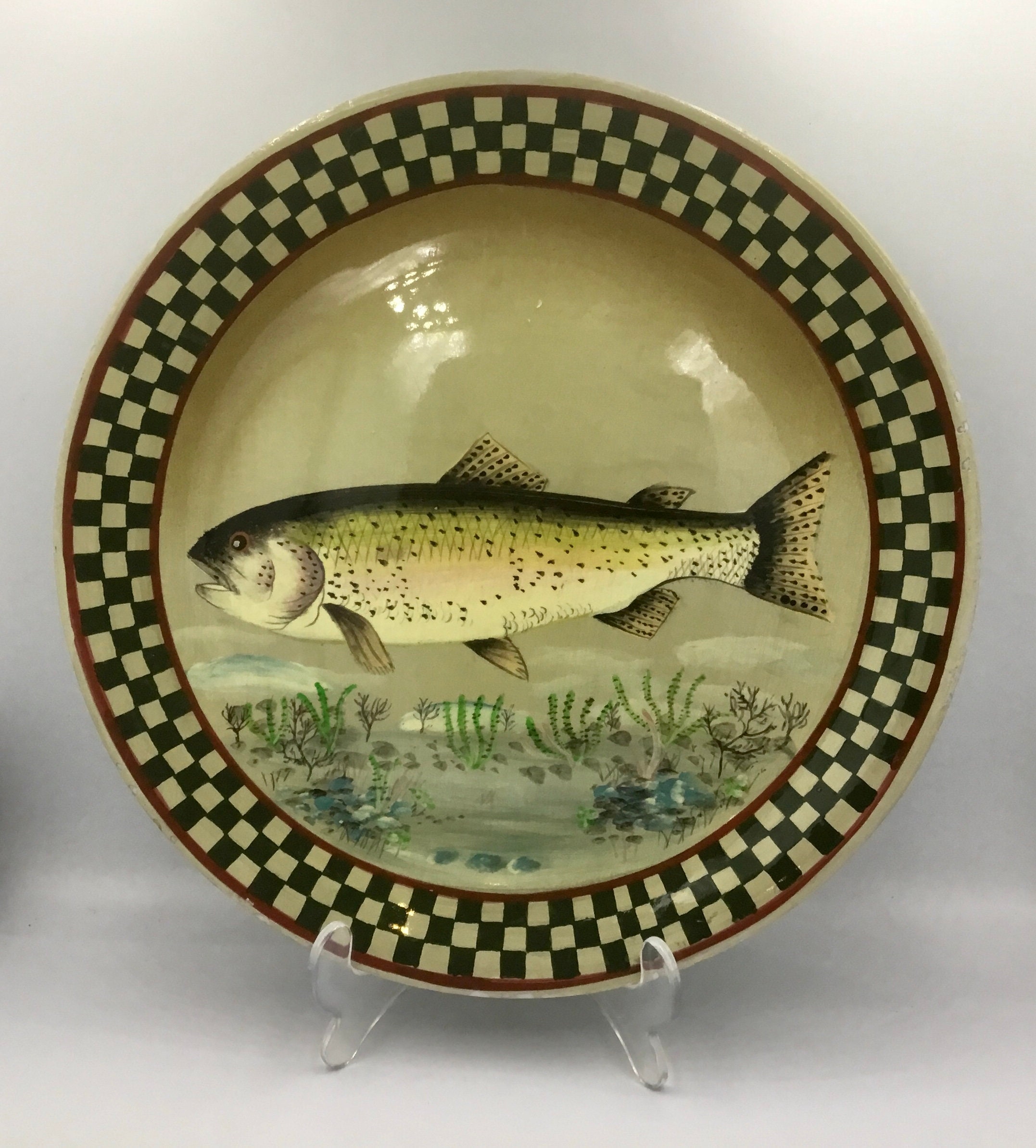 Art & Collectibles Hand painted porcelain plate Plate with fish ...