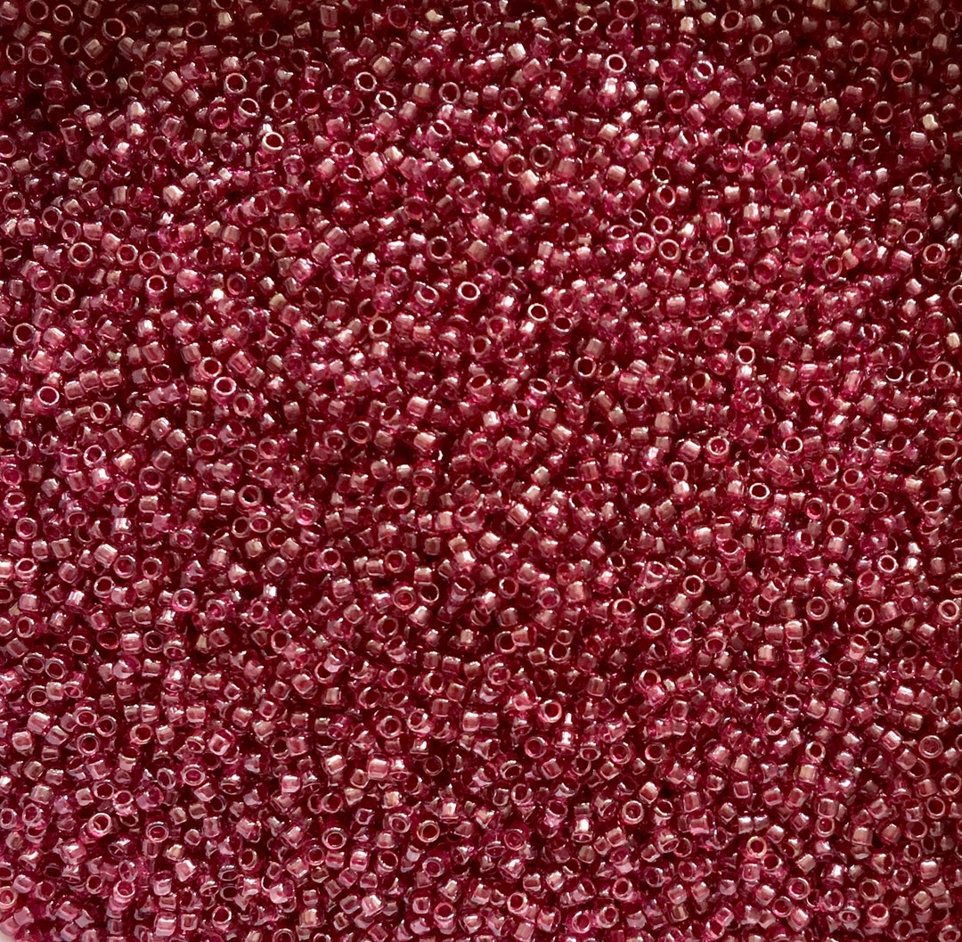 10 Grams Magenta Lined Crystal Luster T356 Size 15 Toho Japanese Round ...