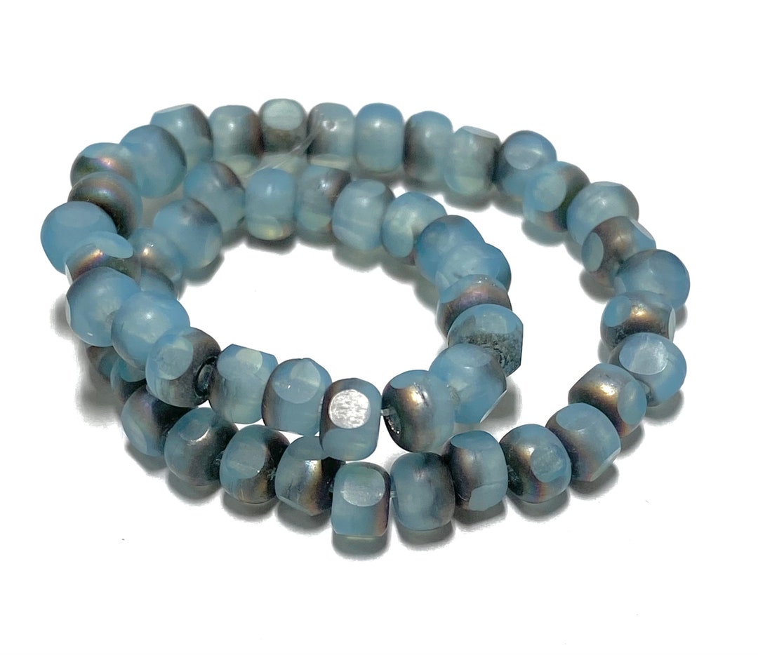 4x3mm Three Cut Bead Sky Blue With a Matte AB and Etched Finish (50 ...