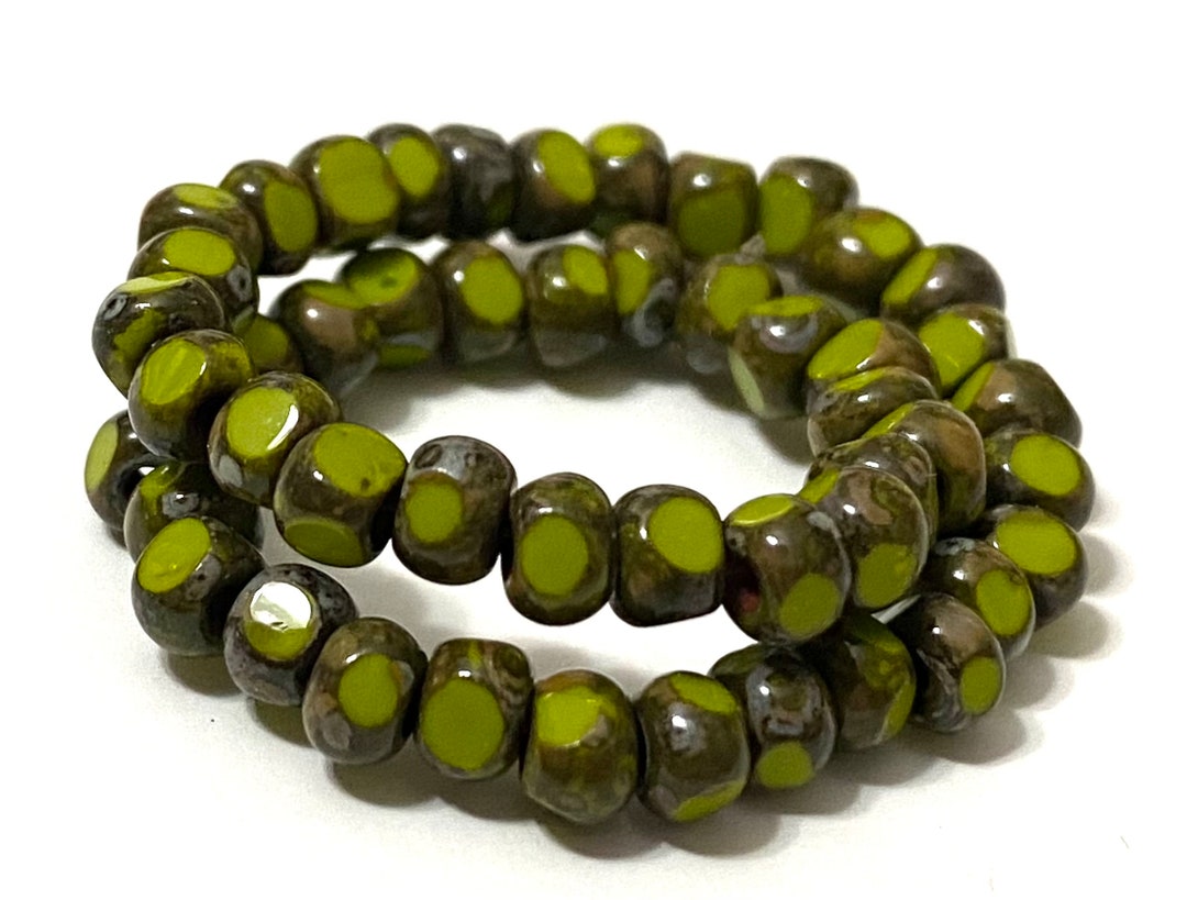4x3mm Three Cut Bead Gaspeite Green With a Picasso Finish 50 - Etsy
