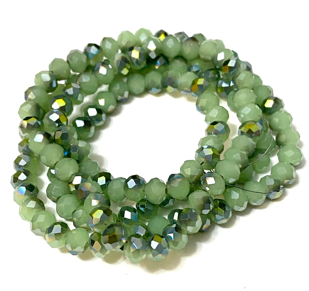 3x4mm (120) Sea Weed Green 1/2 Plate Electroplate Faceted Rondelles ...