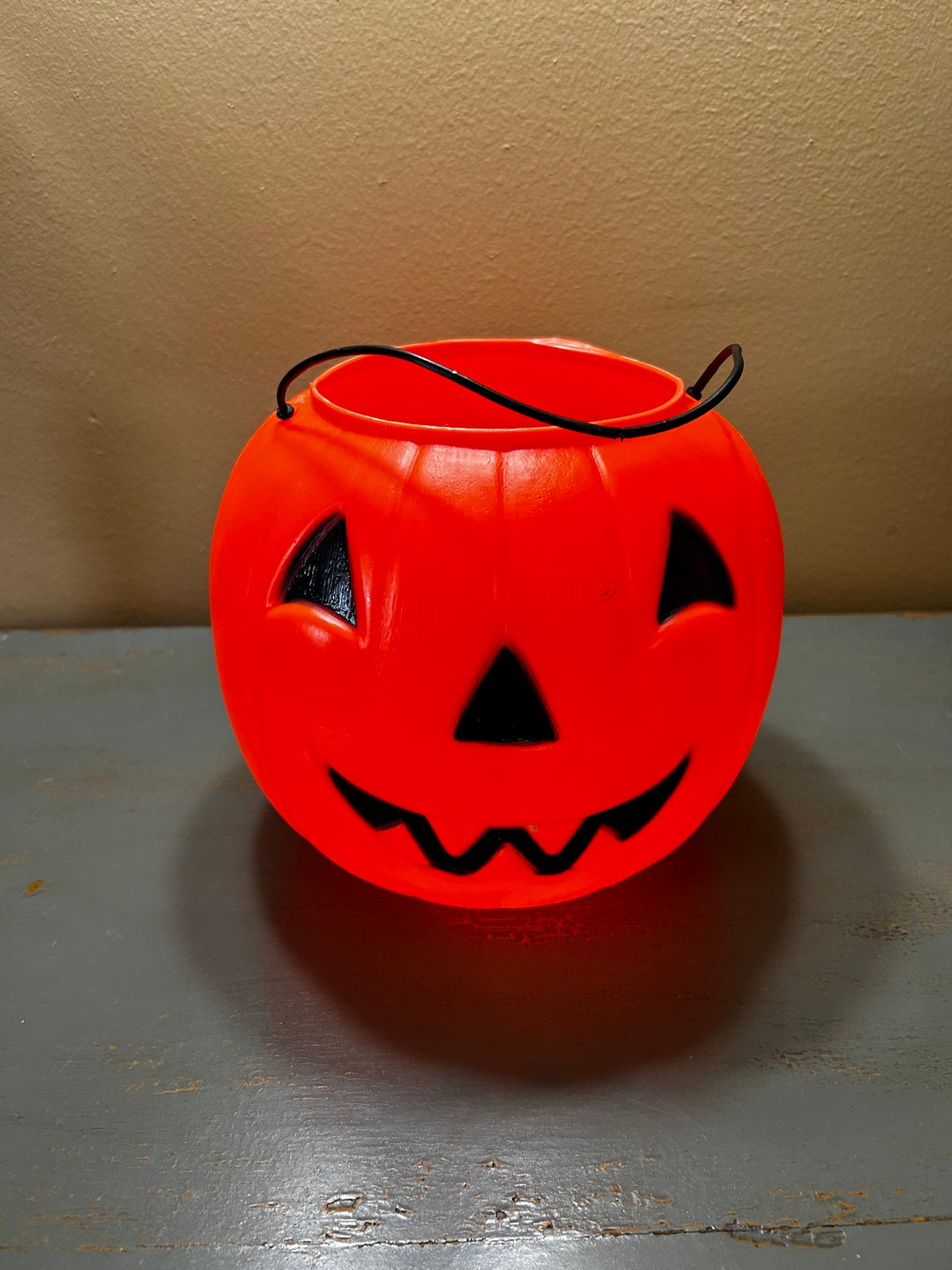 Vintage General Foam Plastic Corp Pumpkin / Jack O Lantern Treat Bucket ...