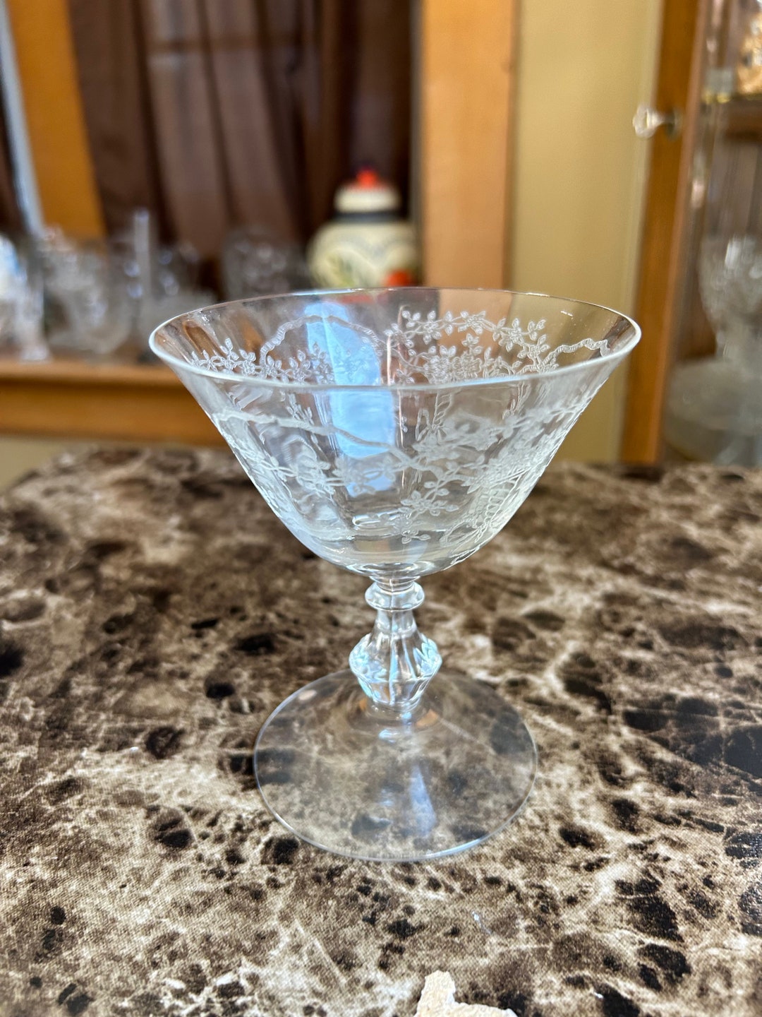 Lovely Retired Fostoria Corsage Low Champagne Coupes / Sherbet Goblet ...