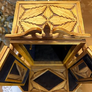 Vintage Tramp Art / Match Stick Jewelry Box Shaped Like an Armoire Hand ...