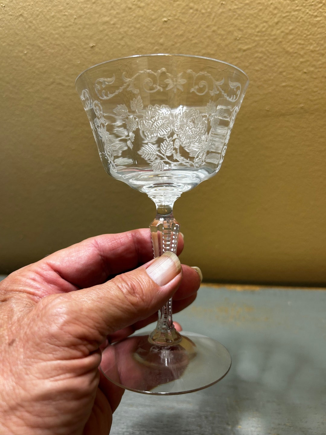 Lovely Fostoria Midnight Rose Liquor Cocktail ~ Elegant Etch Floral ...