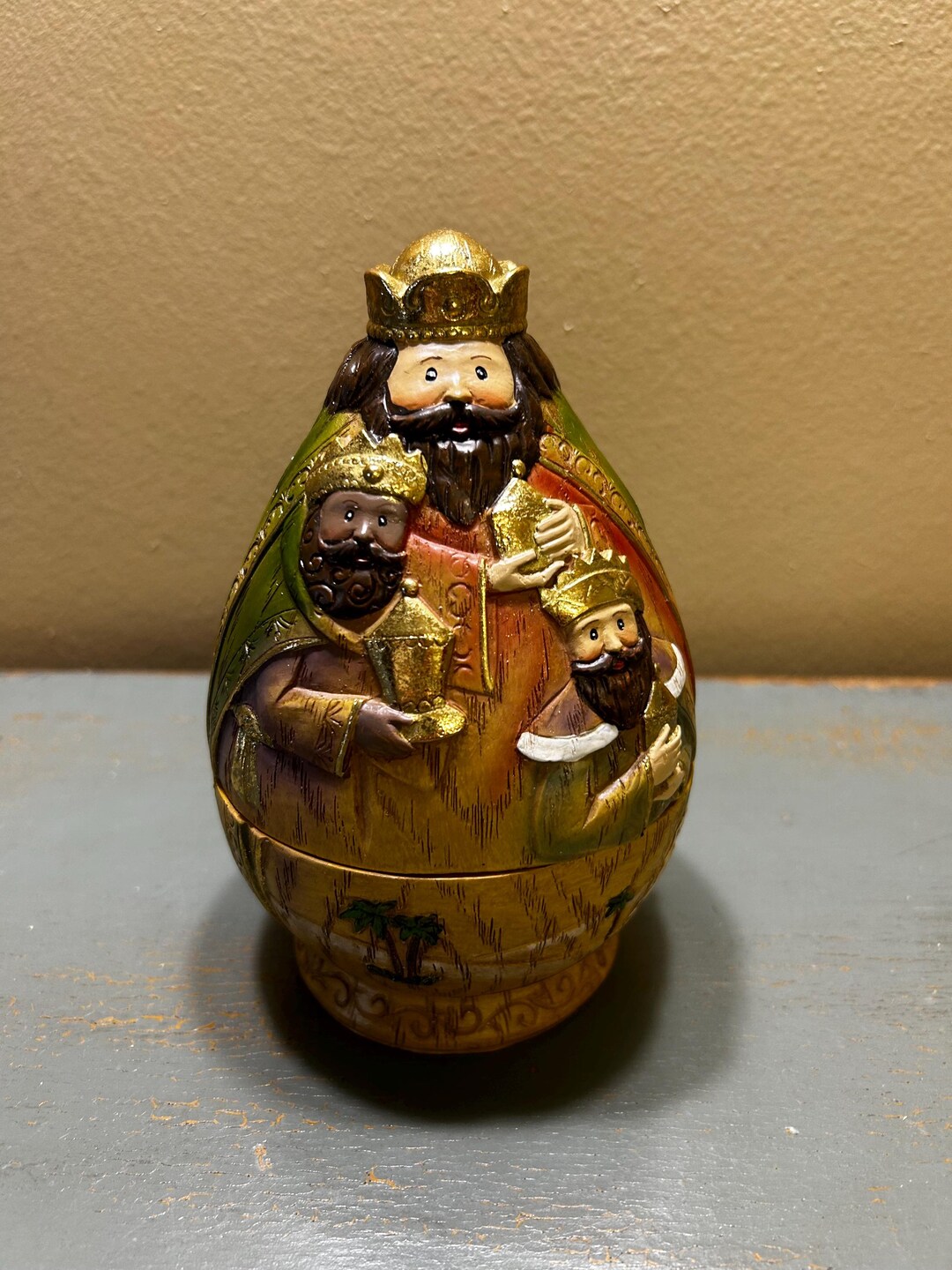 Beautiful Roman Inc Hand Made Vintage 3 Piece Nesting Nativity Set ...