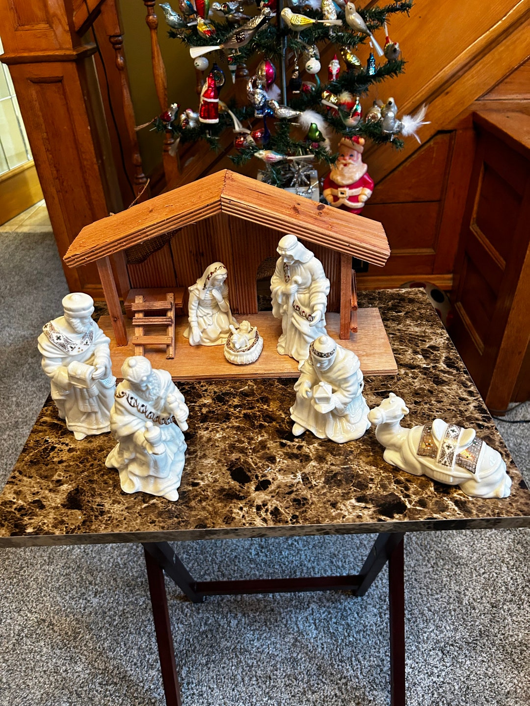 Lovely Vintage Hand Painted Porcelain Nativity Set White, Jewels and ...