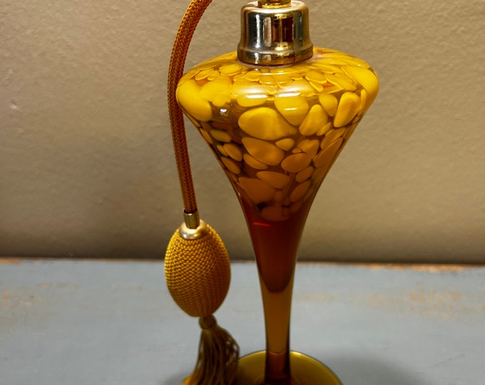 Vintage Royal Limited Crystal Golden Amber Fluted Glass Atomizer ...