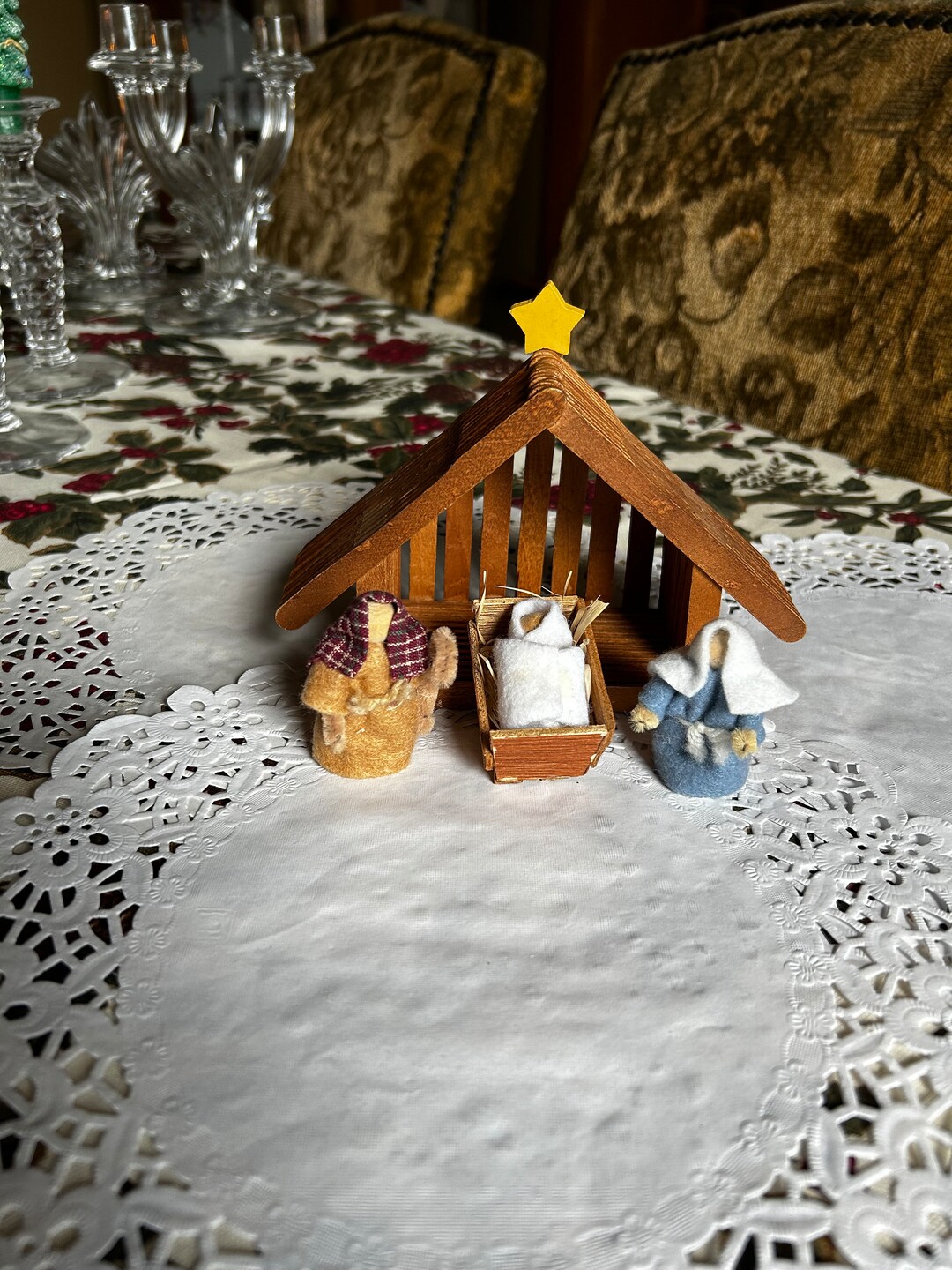 Vintage Hand Made Wood Nativity Set ~ Small Scale / Ornament ~ A ...