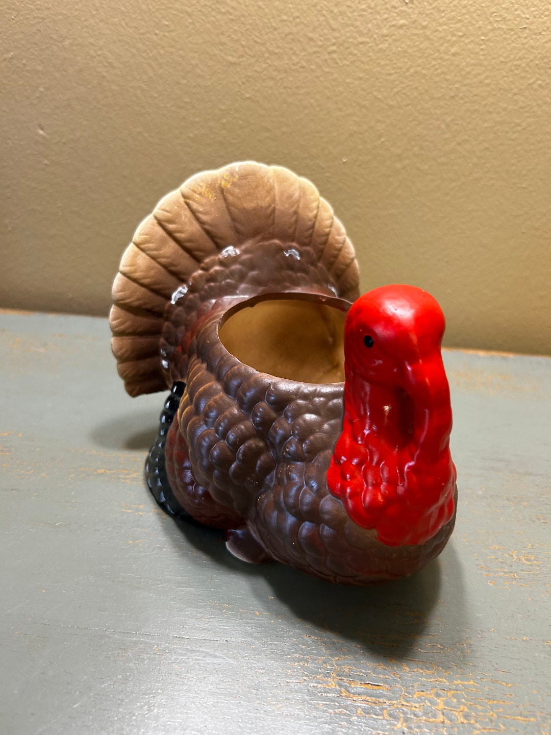 Nice Vintage Hand Painted Art Pottery Thanksgiving Turkey Planter ...