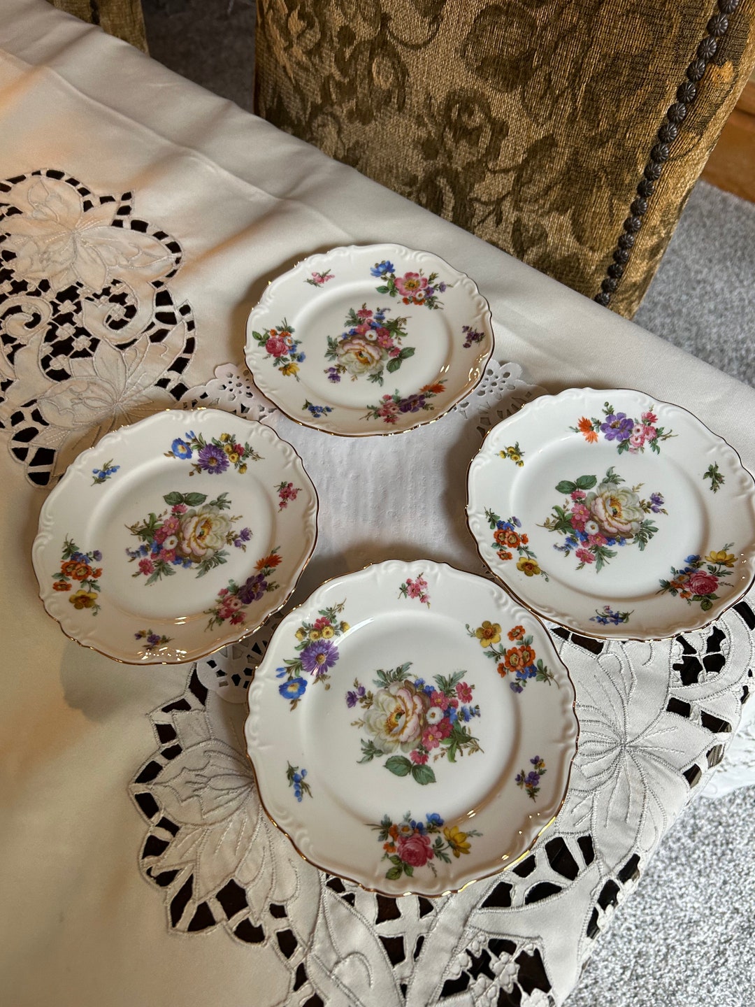 Lot of Vintage Rosetta Dinner Plates by Edelstein China, Maria Theresia ...