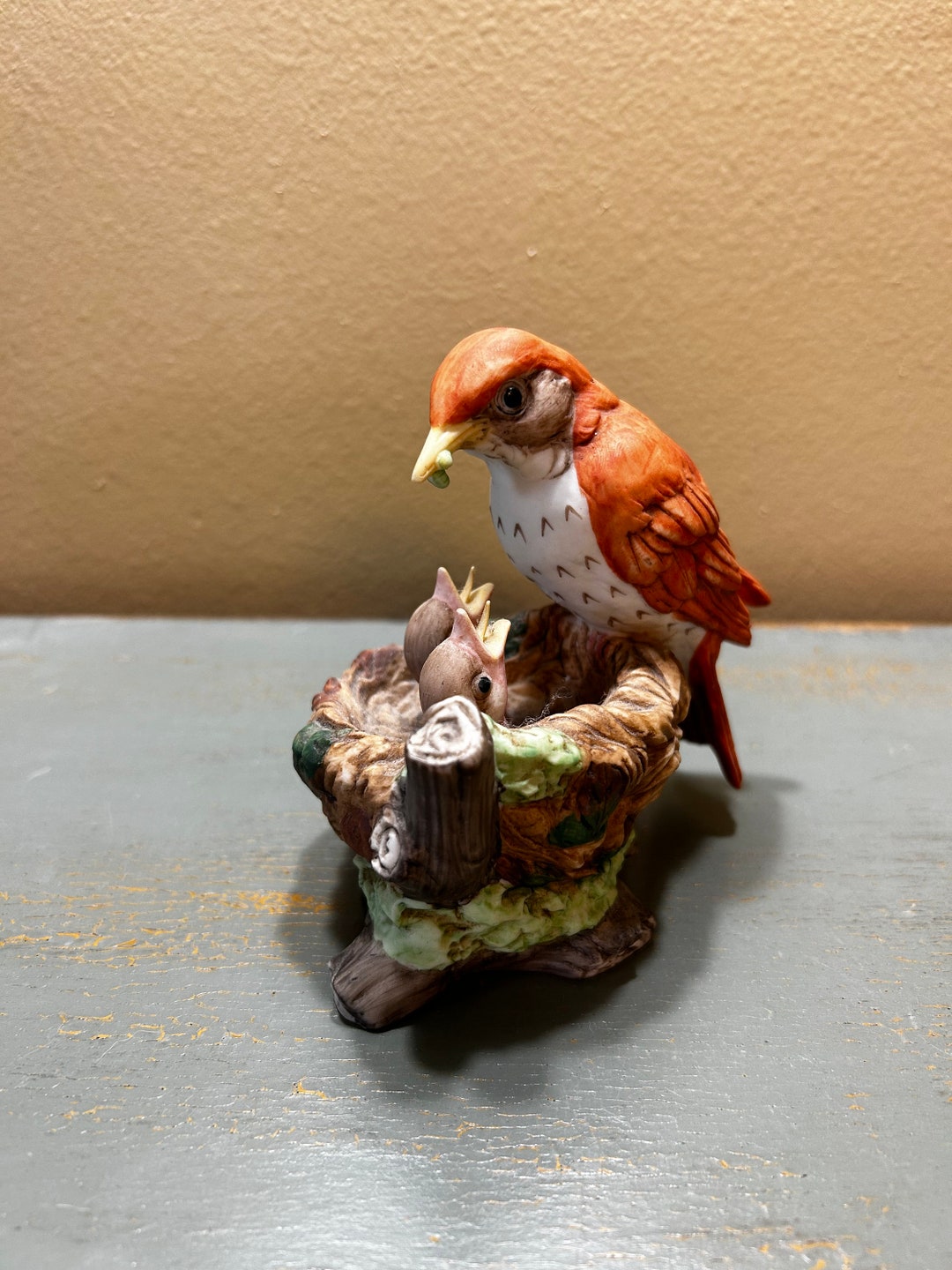 Beautiful Vintage Wood Thrush Porcelain Bisque Figure ~ Gaylord Design ...