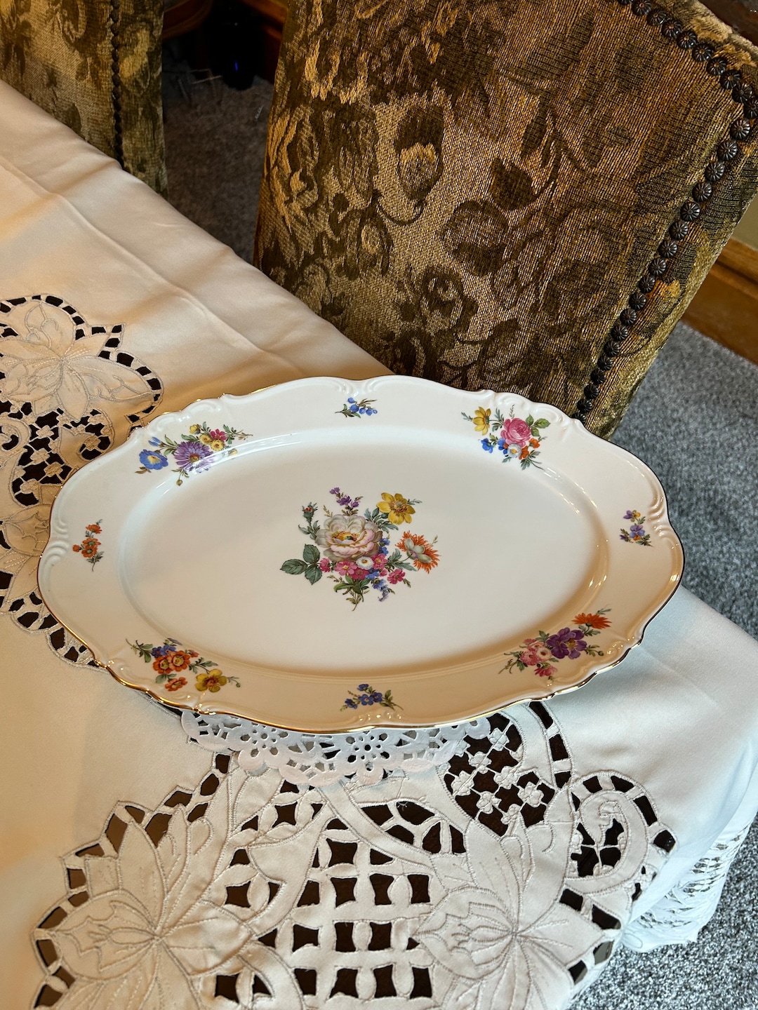 Large Vintage Rosetta 15" Oval Platter by Edelstein China, Maria ...