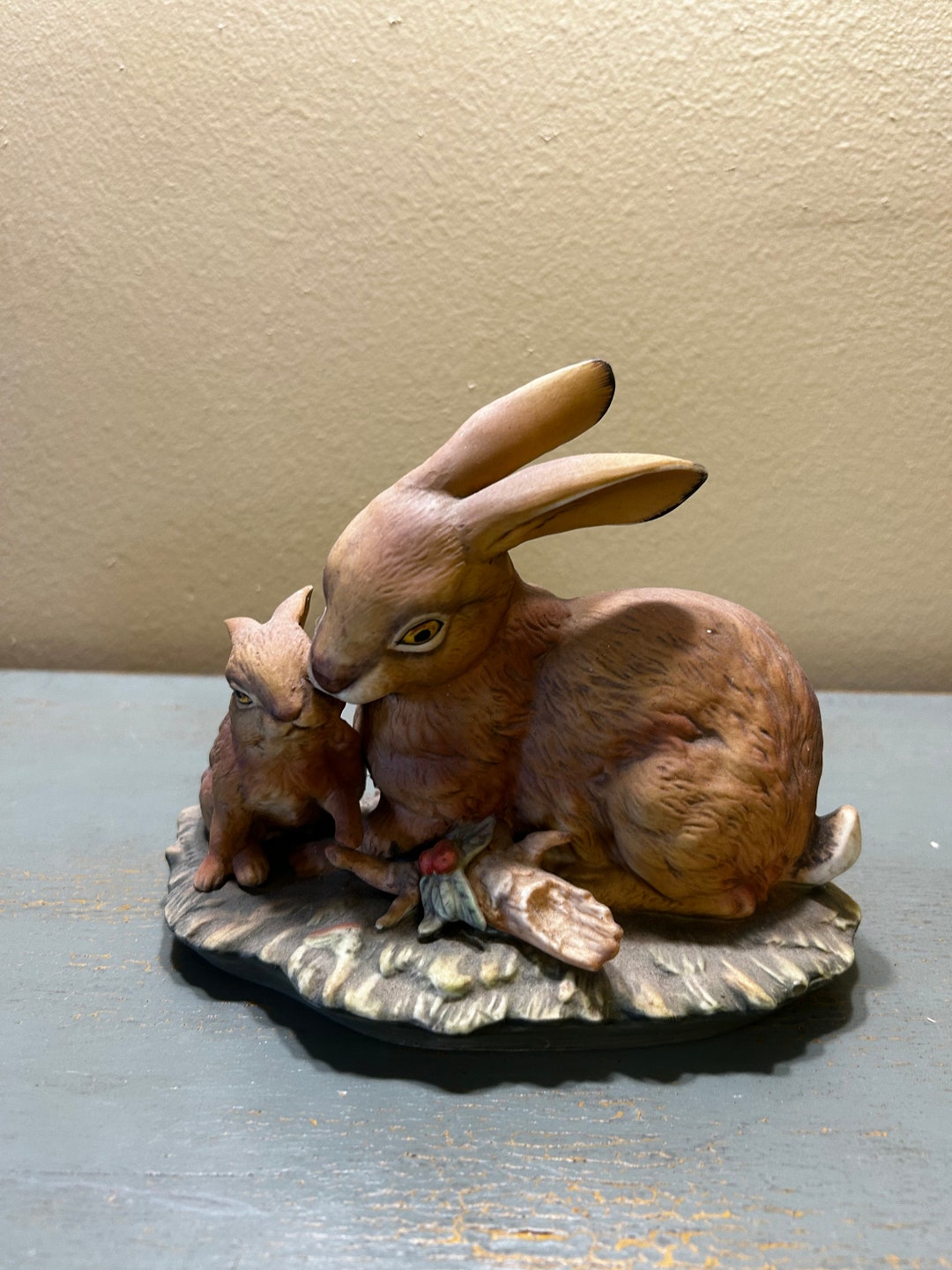 Nice Quality Masterpiece / Homco Porcelain Hand Painted Mother Rabbit ...