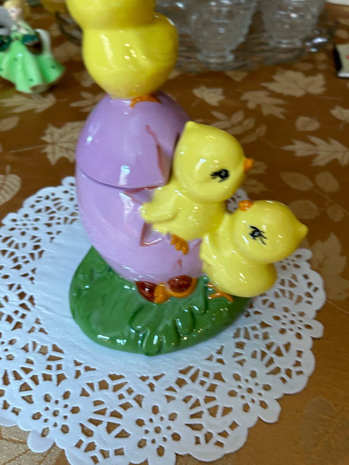 Great Looking Vintage Ceramic Easter Egg Covered With Chicks Candy Dish ...