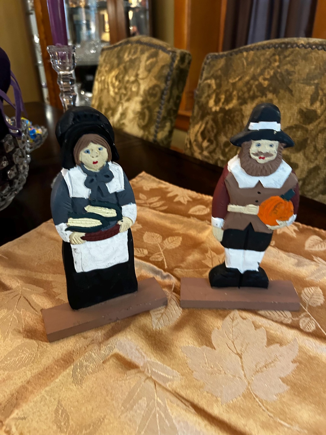 Vintage Pair of Hand Painted Resin Pilgrim Figures ~ Primitive Folk Art ...