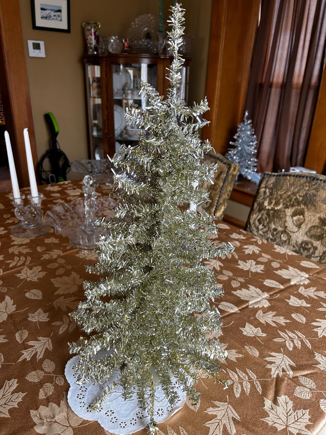 Vintage Gold Retro Style Tinsel Table Top Christmas Tree Nice Looking ...