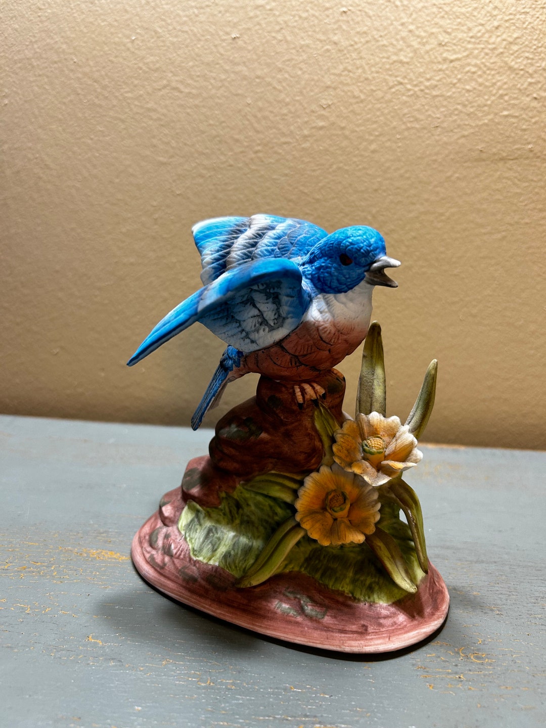Beautiful Male Blue Jay Figurine ~ Fine Porcelain Blue Jay & Chick ...