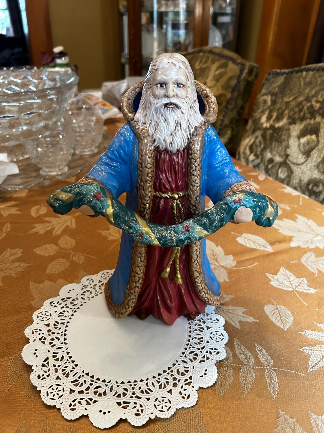Vintage Hand Painted Blue Father Christmas Polish Santa Figure With a ...