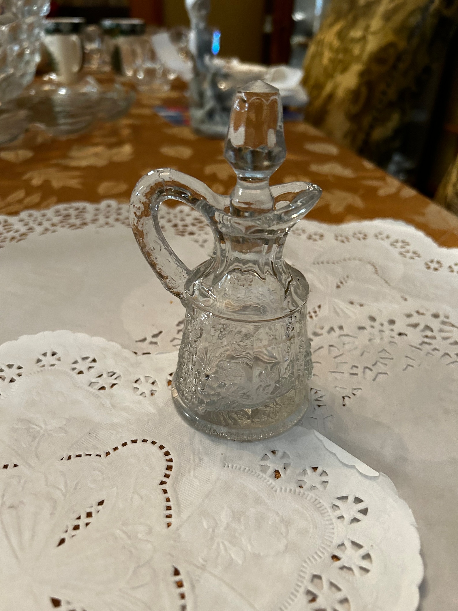 Vintage Westmoreland Clear Crystal Panel Grape Cruet & Stopper ~ Signed ...