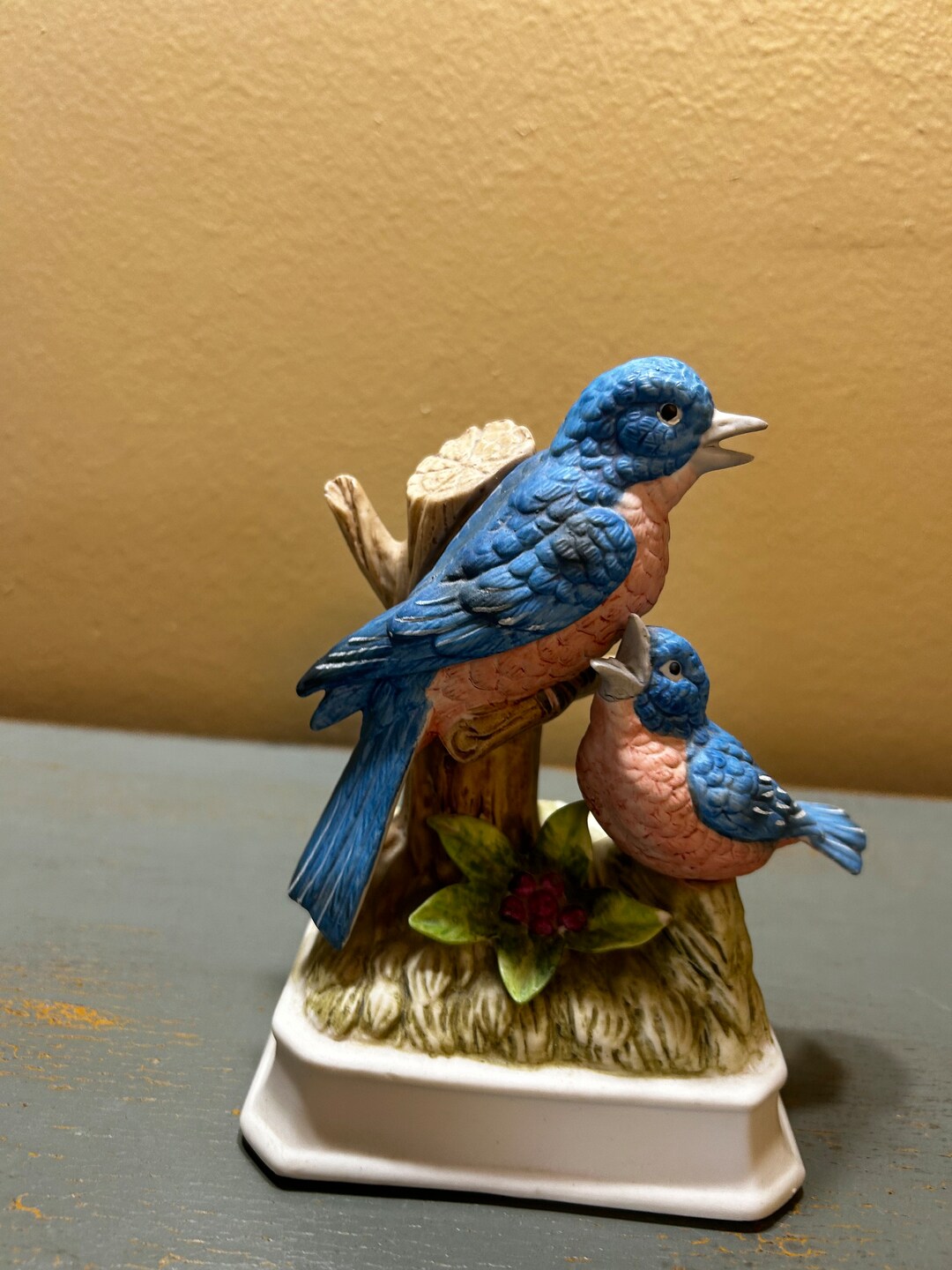 Beautiful Male Blue Jay Figurine / Music Box ~ Fine Porcelain Blue Jay ...