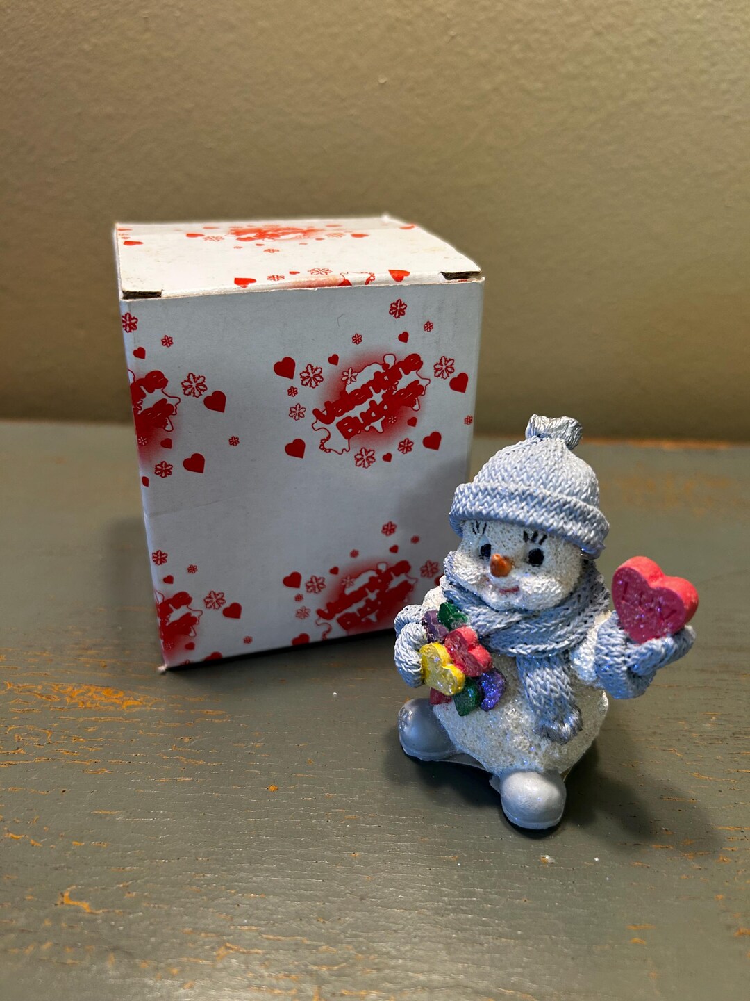Vintage 90s Valentine Cupid Snowman Buddies Figurine "sweet Surprises ...