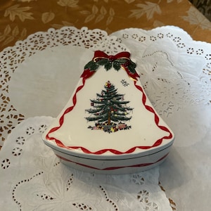 Vintage Spode Bell Shaped - Christmas Tree Pattern Candy Dish / Trinket ...