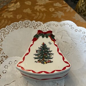 Vintage Spode Bell Shaped - Christmas Tree Pattern Candy Dish / Trinket ...