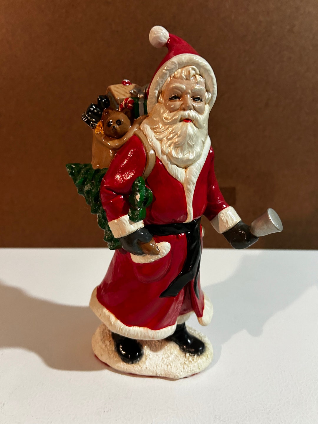 Charming Vintage Hand Painted Ceramic Santa Ringing a Bell Christmas ...