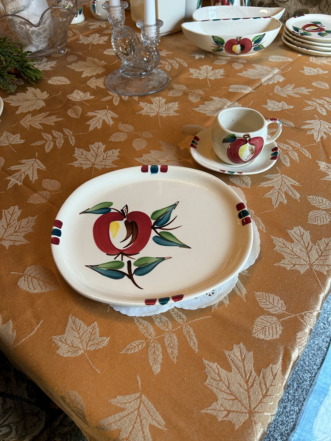 Vintage Puritan Apple 3 Piece Place Setting ~ Slip Ware Art Pottery ...