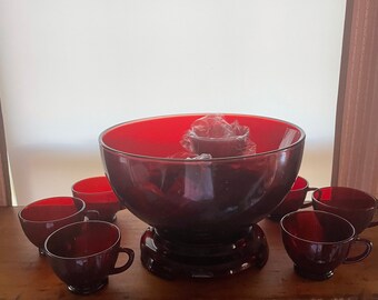 Ruby Red Punch Bowl | Etsy