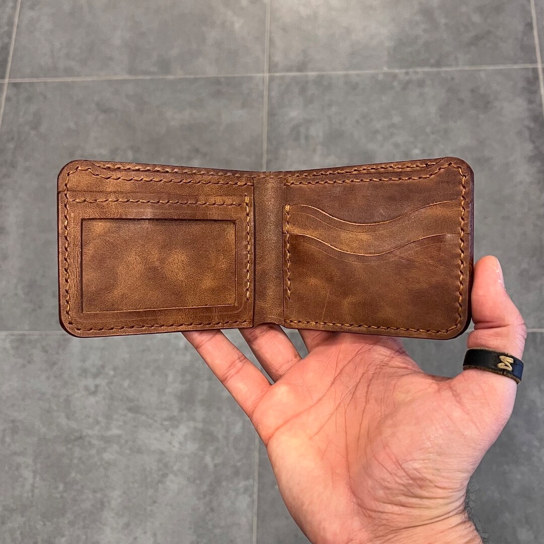 Personalized Leather ID Wallet ID Card Wallet Men's - Etsy