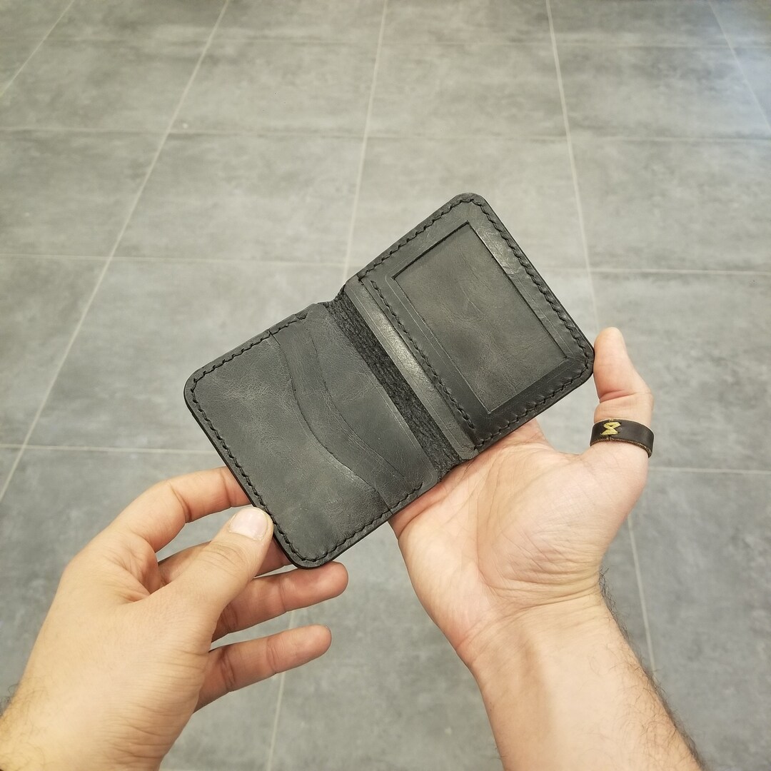 Personalized Leather ID Wallet, ID Card Wallet, Men's Wallet With ID ...