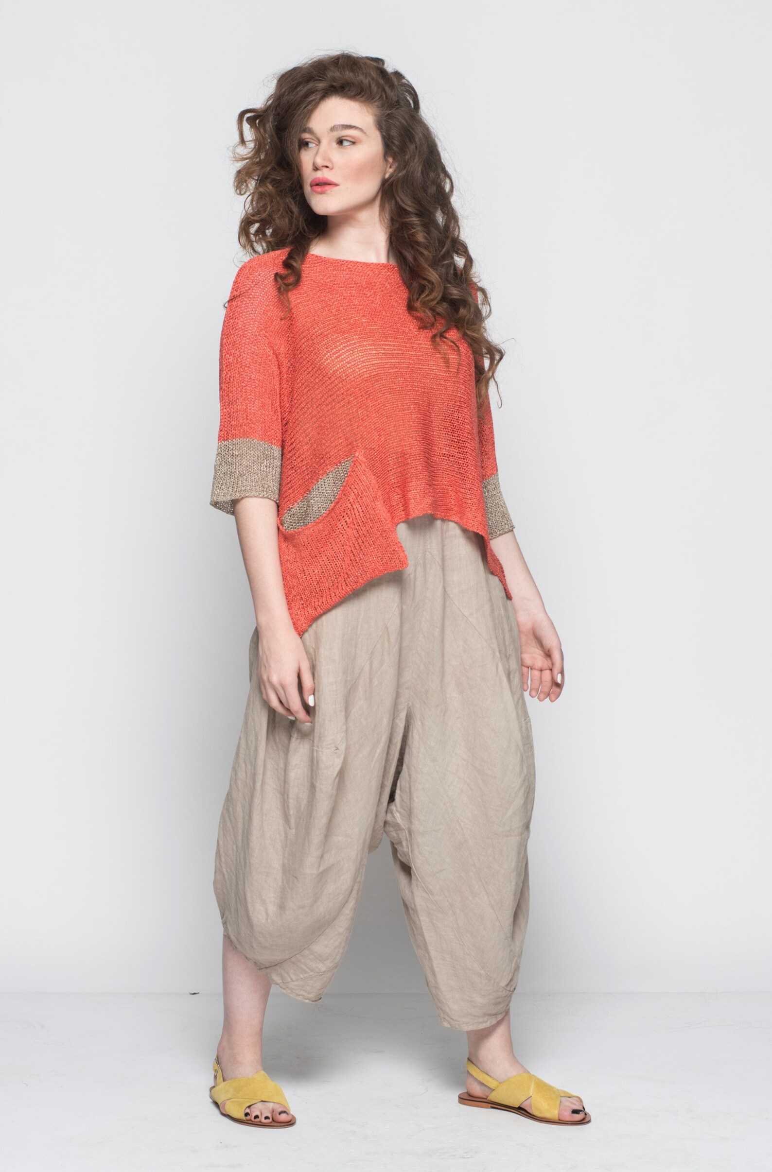 Women Summer Top, Pullover Women, Sheer Blouse, Knit Pullover, 3/4 ...