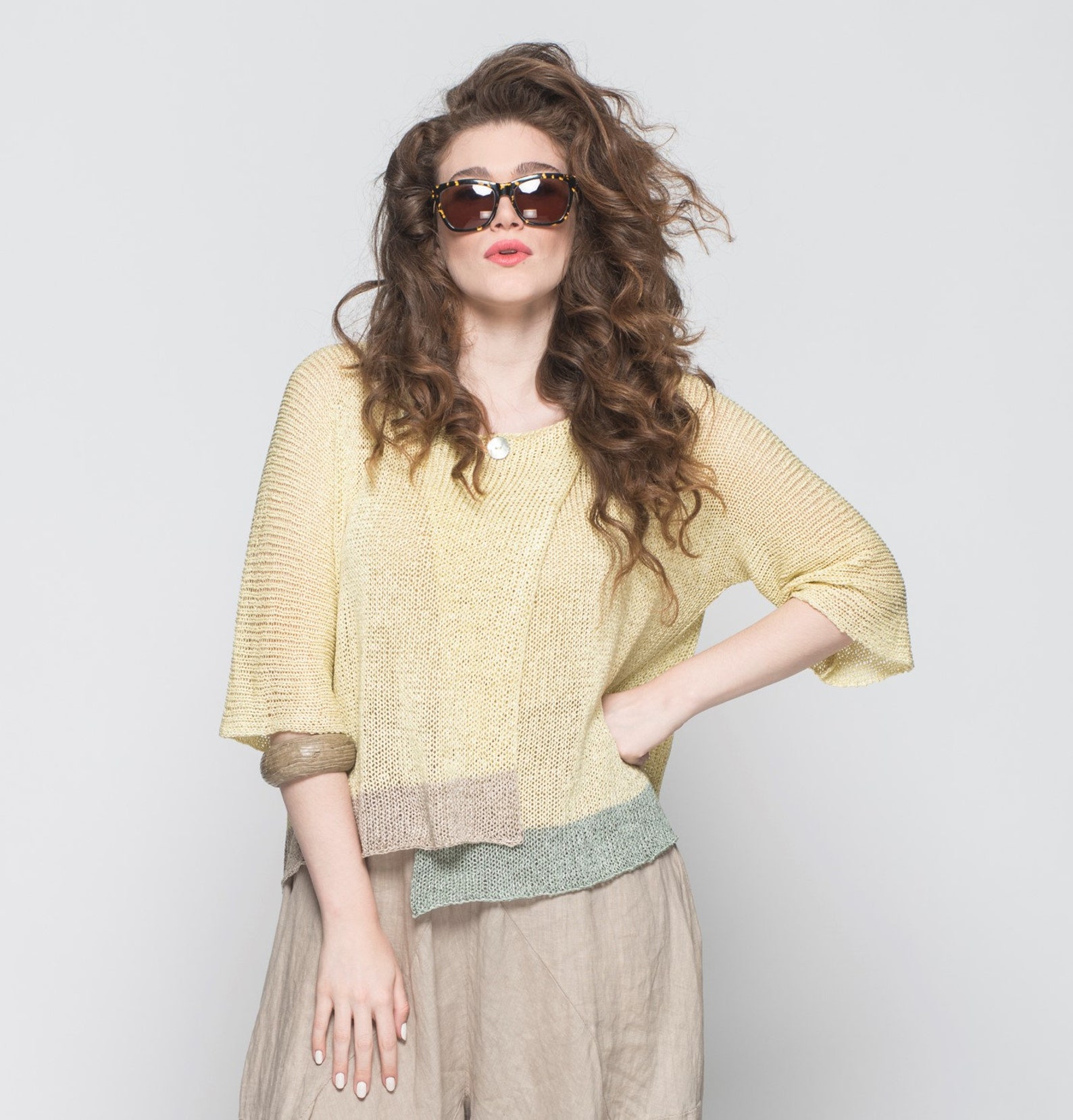 Yellow Top, Summer Top, 3/4 Sleeve, Women Summer Tops, Bohemian ...