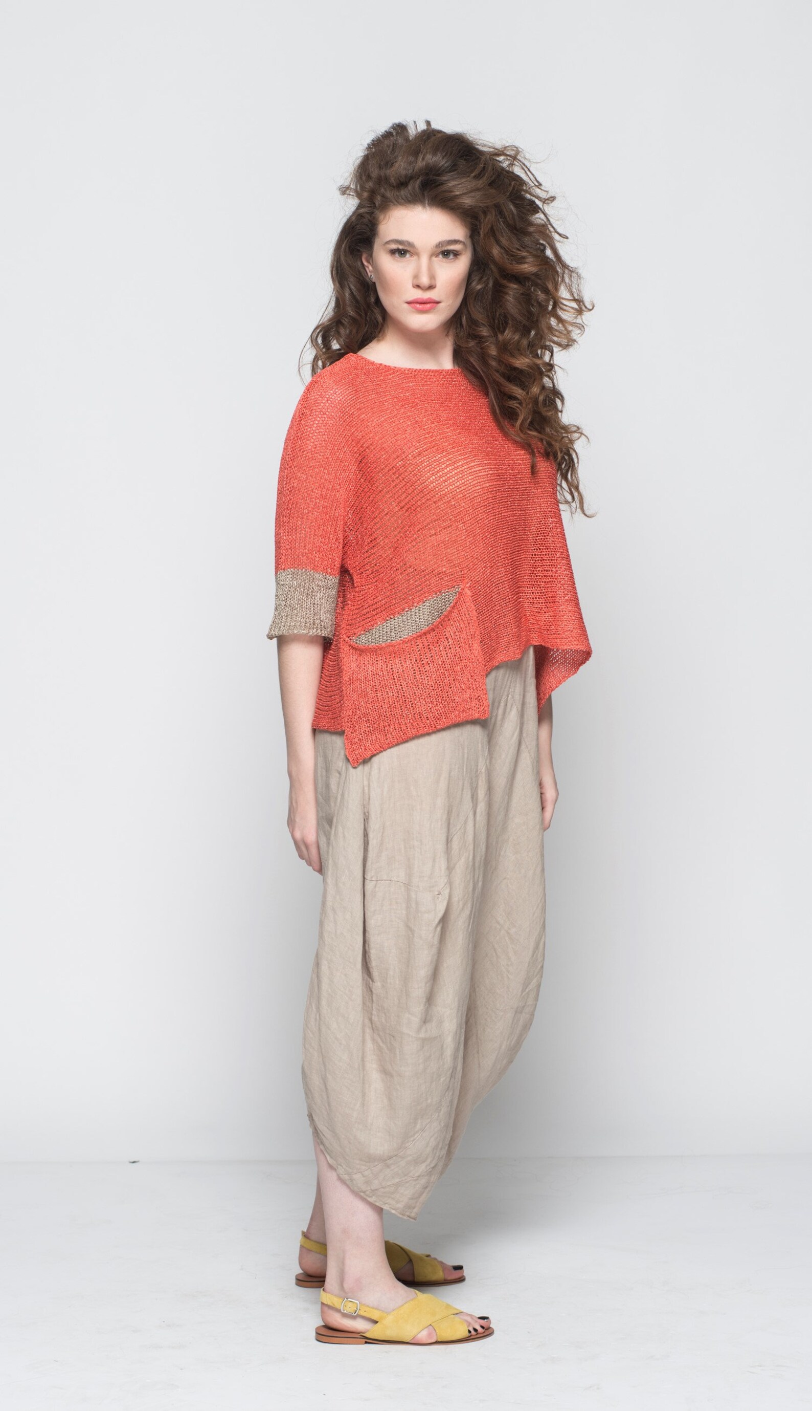 Women Summer Top, Pullover Women, Sheer Blouse, Knit Pullover, 3/4 ...