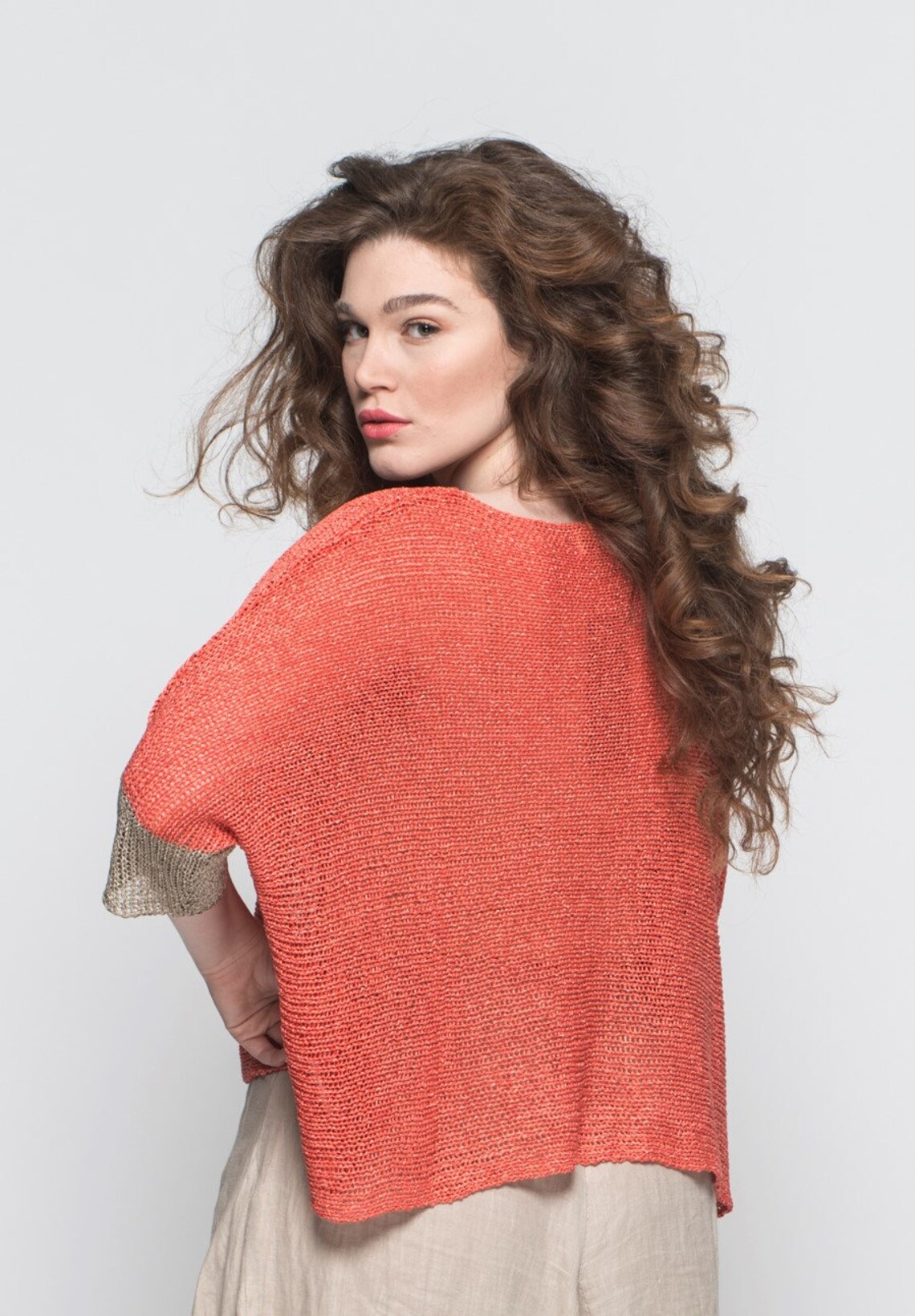 Women Summer Top, Pullover Women, Sheer Blouse, Knit Pullover, 3/4 ...