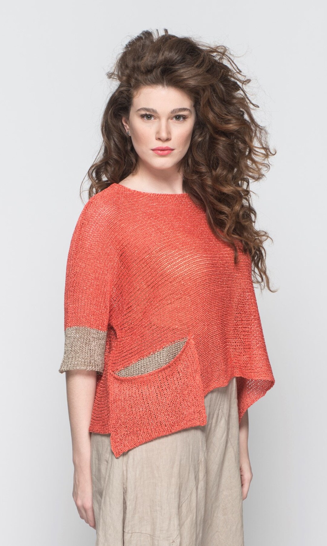 Women Summer Top, Pullover Women, Sheer Blouse, Knit Pullover, 3/4 ...