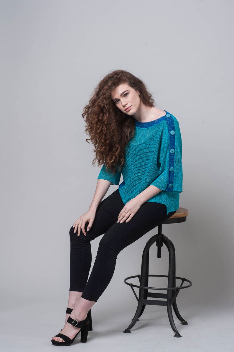 Summer Top Turquoise Blouse Women Summer Top Boho Tops - Etsy New Zealand