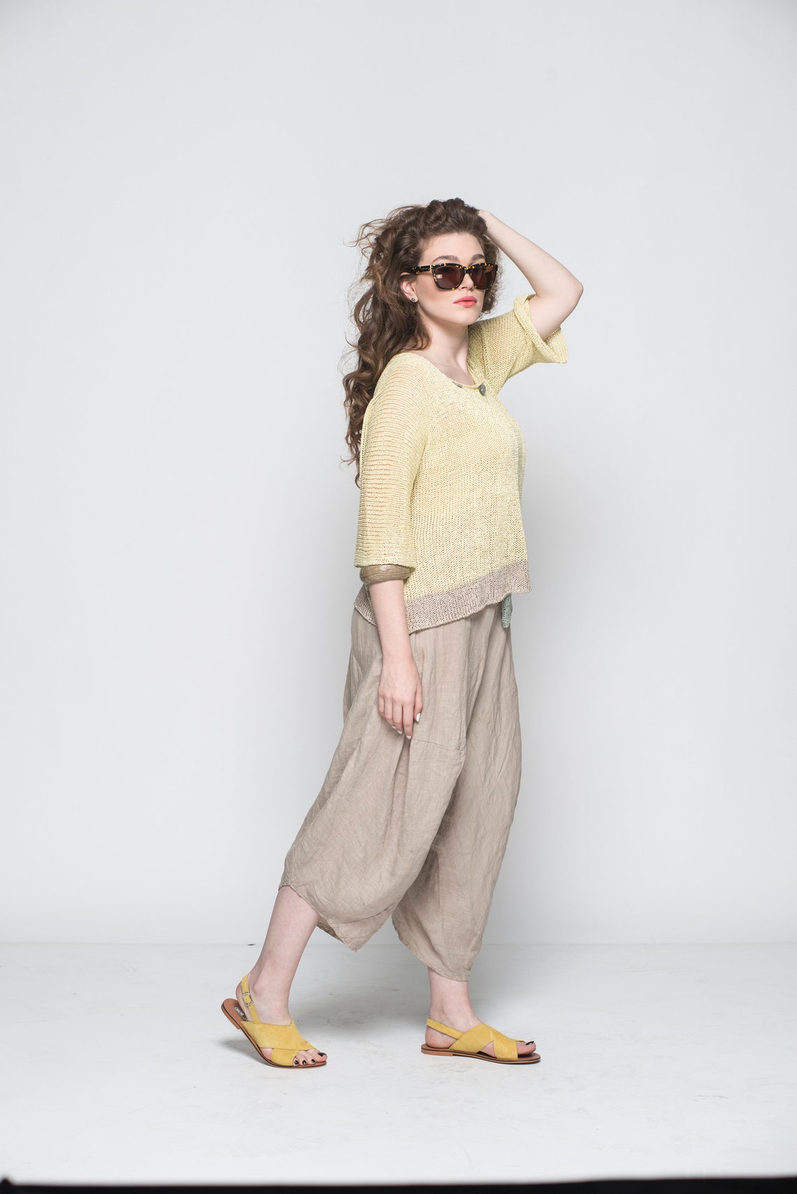 Yellow Top, Summer Top, 3/4 Sleeve, Women Summer Tops, Bohemian ...