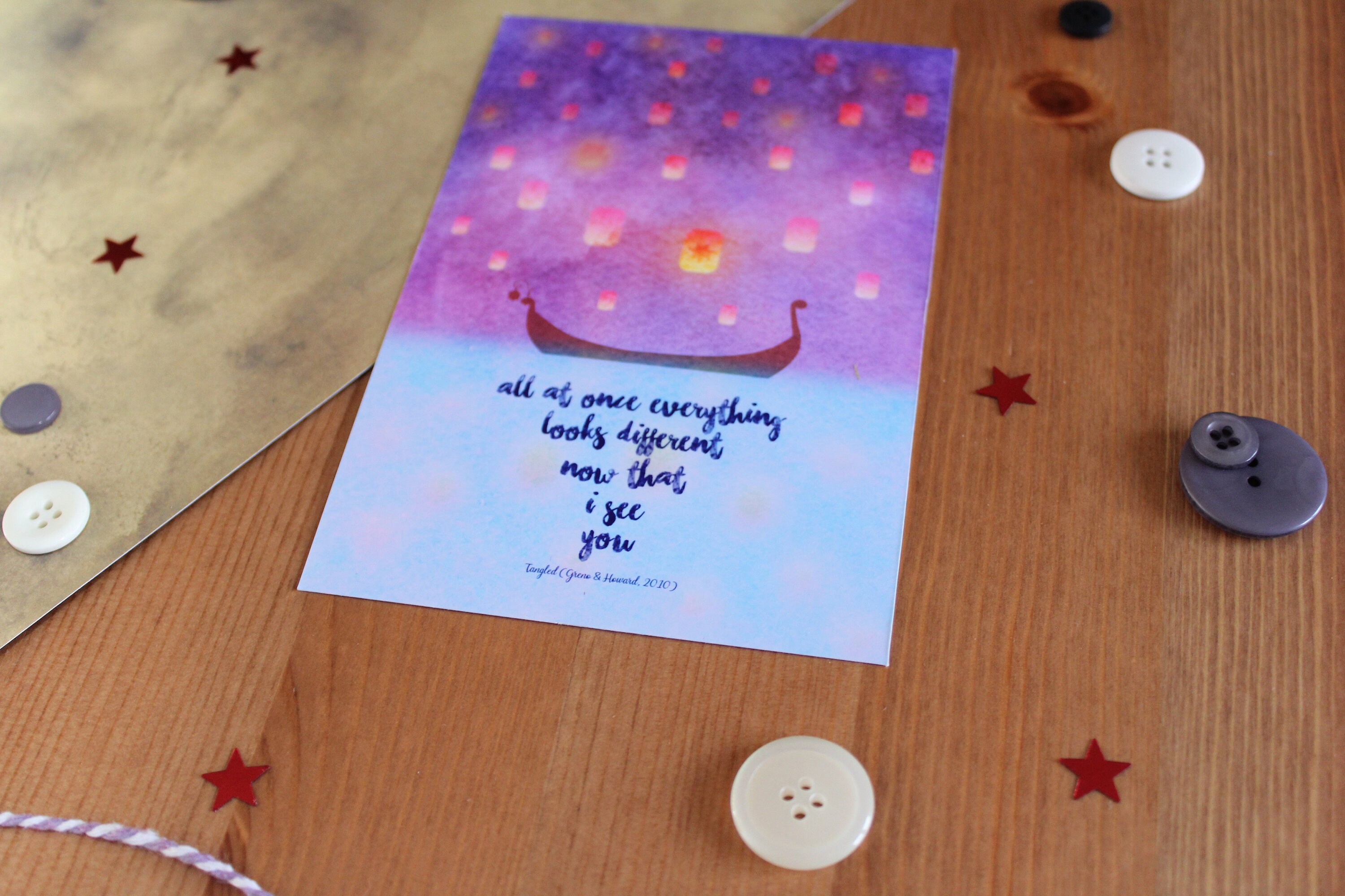 Tangled Print Lanterns Scene Disney Quote Princess Print Typography ...