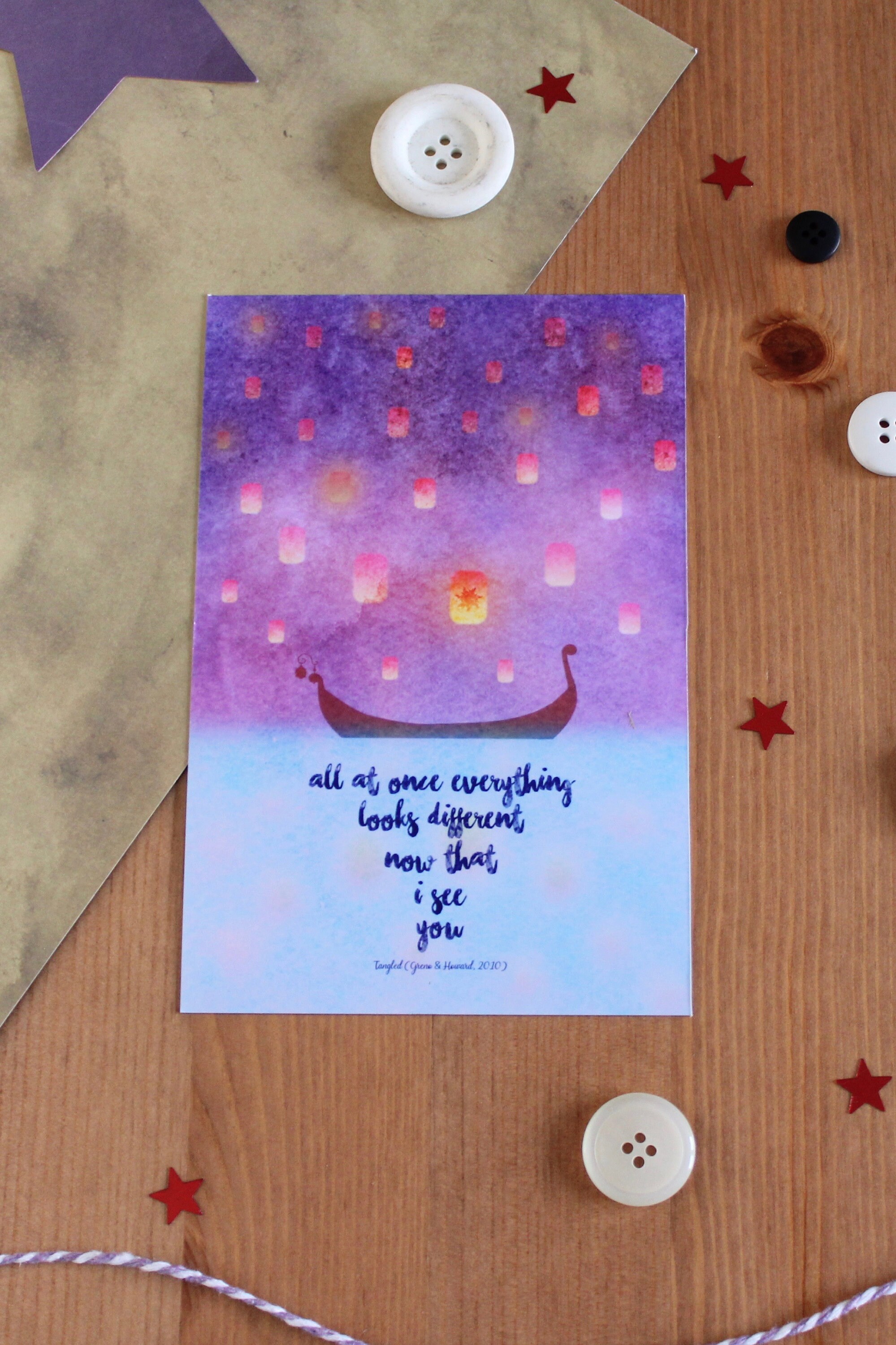 Tangled Print Lanterns Scene Disney Quote Princess Print Typography ...