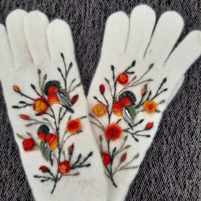 Embroidered Gloves - Etsy