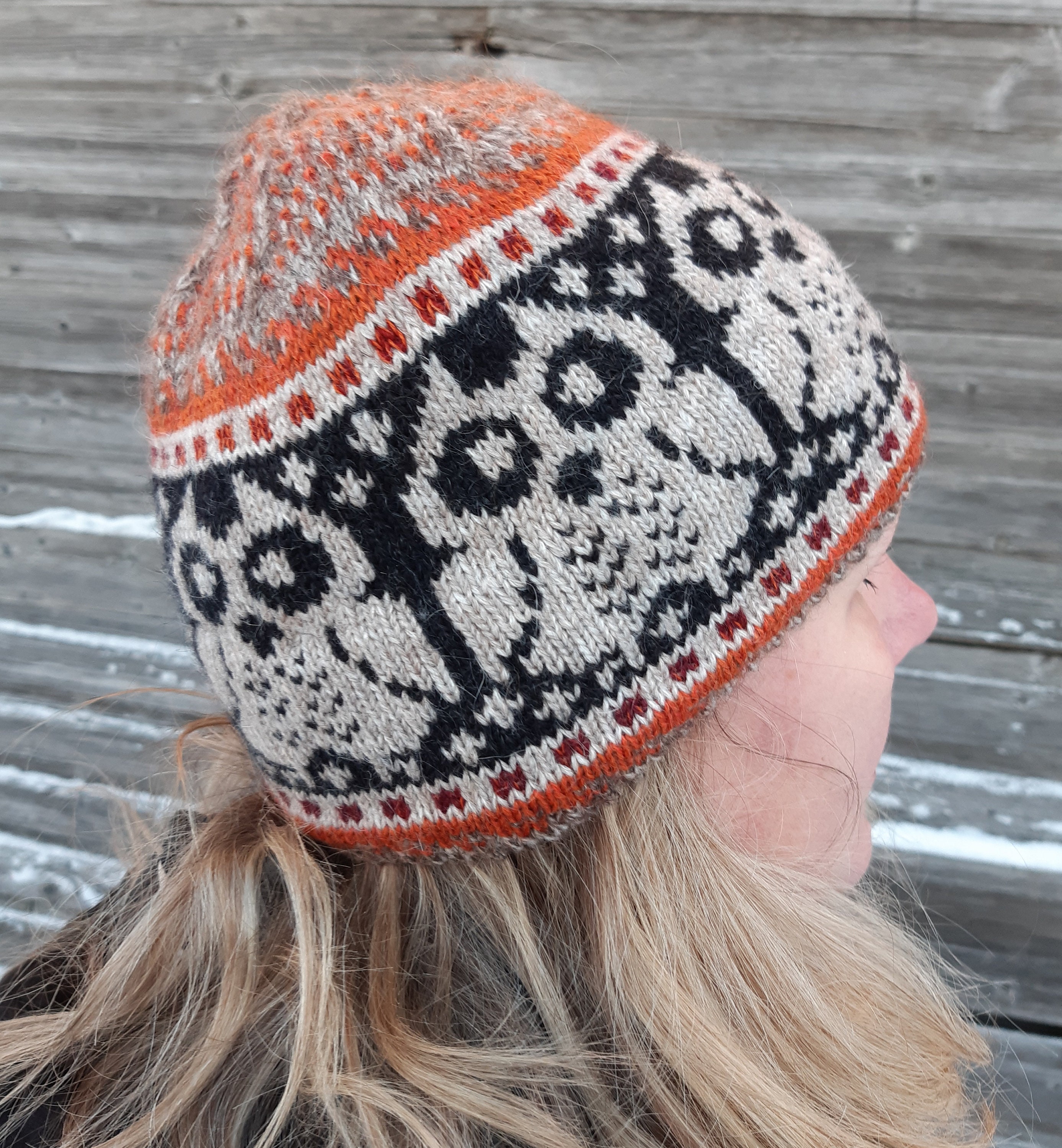Knitted Winter Hat,winter Accessories,knitted Nordic Hat With Owl,gray ...