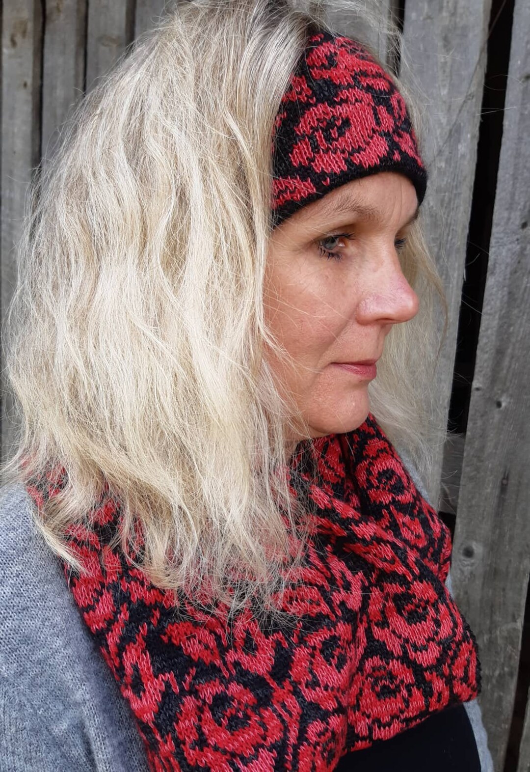 Knitted Merino Wool Infinity Scarf With Roses,winter Accessories,soft ...