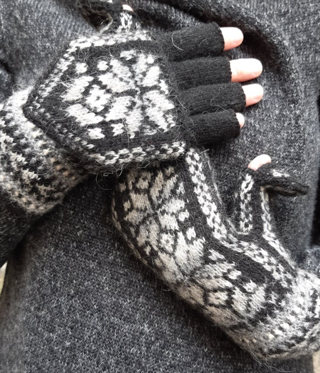 Hand Knitted Merino Wool Mittens With Open Fingers,mittens With ...