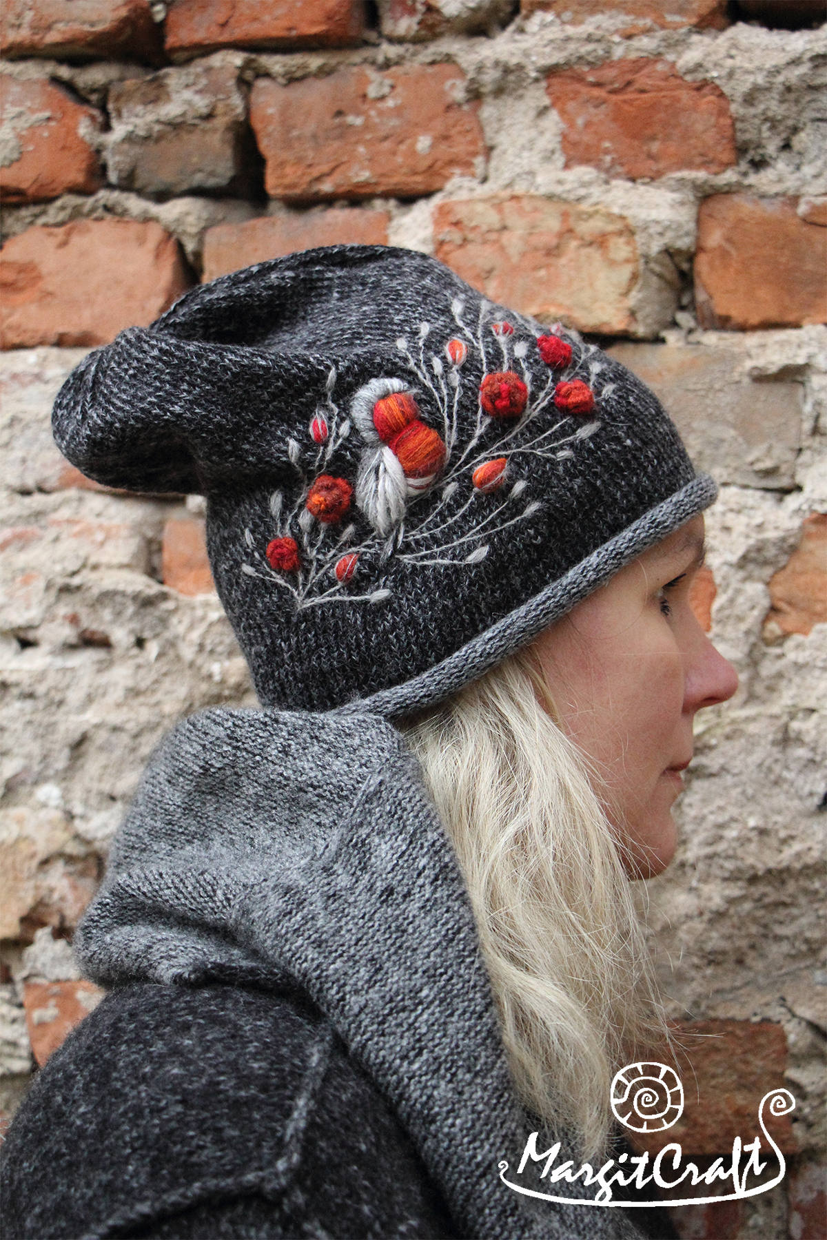 Merino Wool Beanie Hat.women's Hat, Merino Wool,knitted,embroidery ...