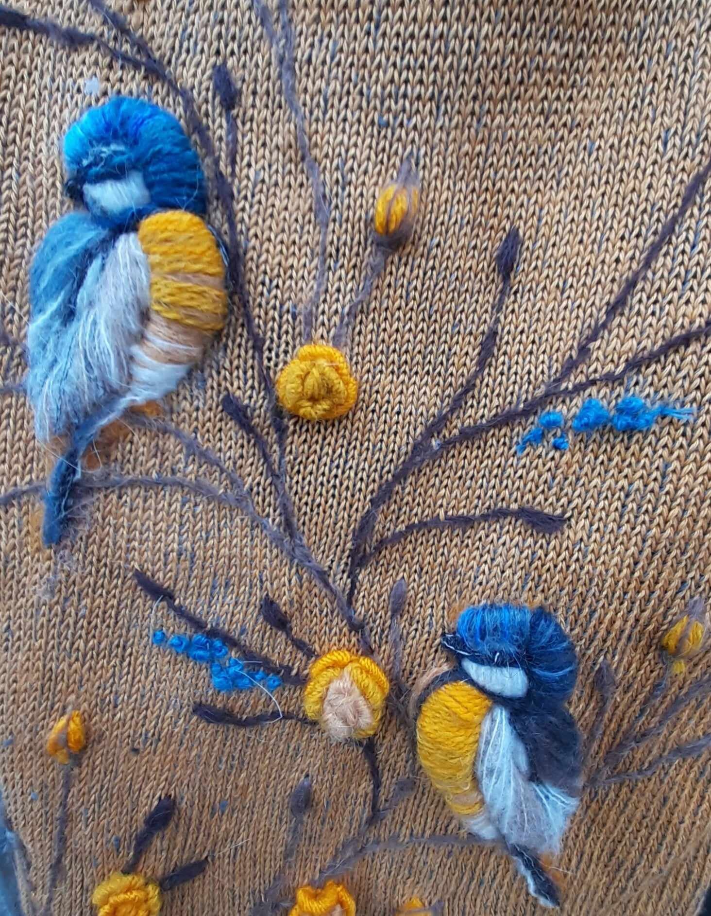 Embroidered Linen Scarf With Birds,spring Accessories,eco Friendly ...